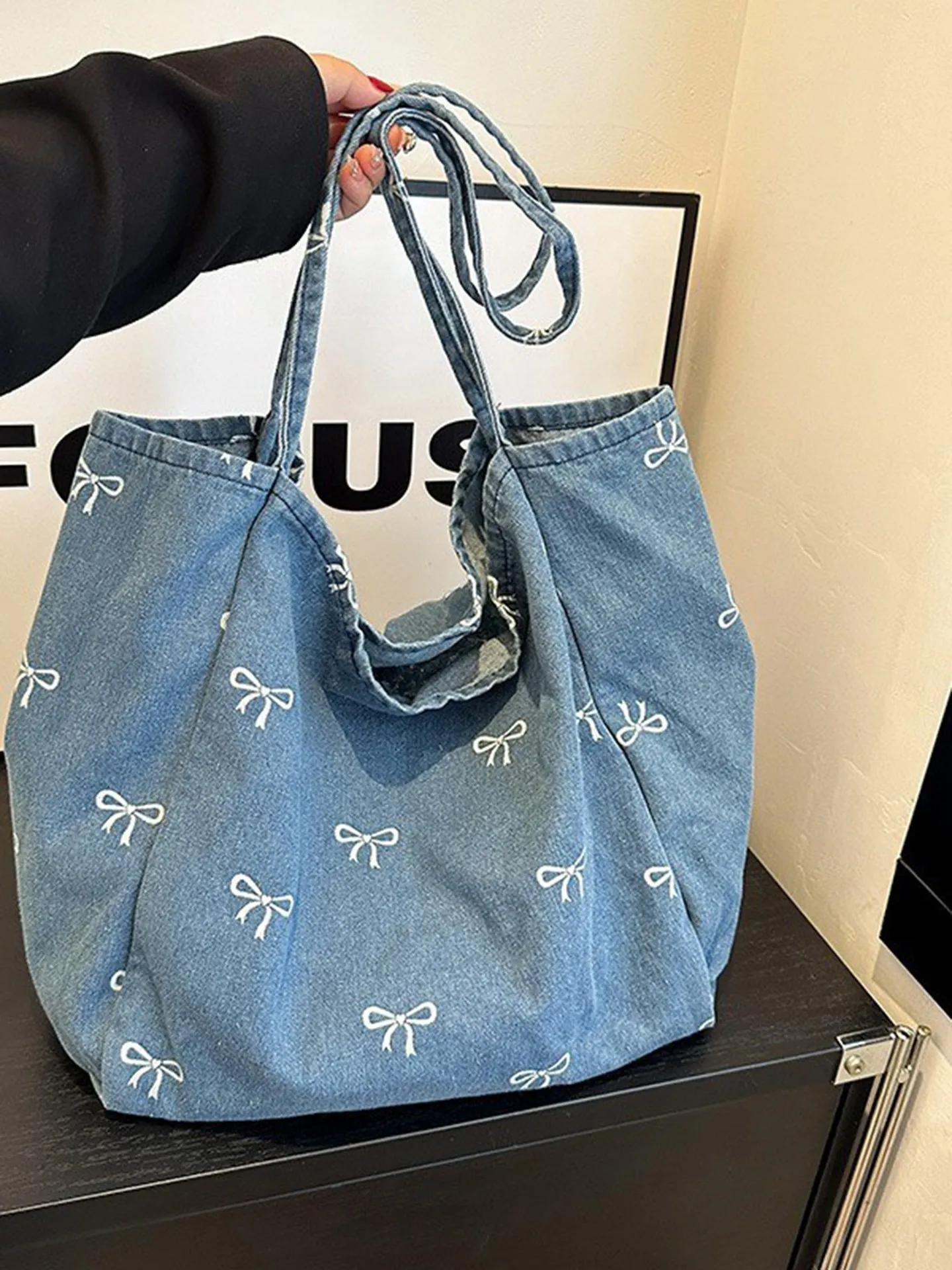Bow Denim Tote Bags | Savana | Bestsellers