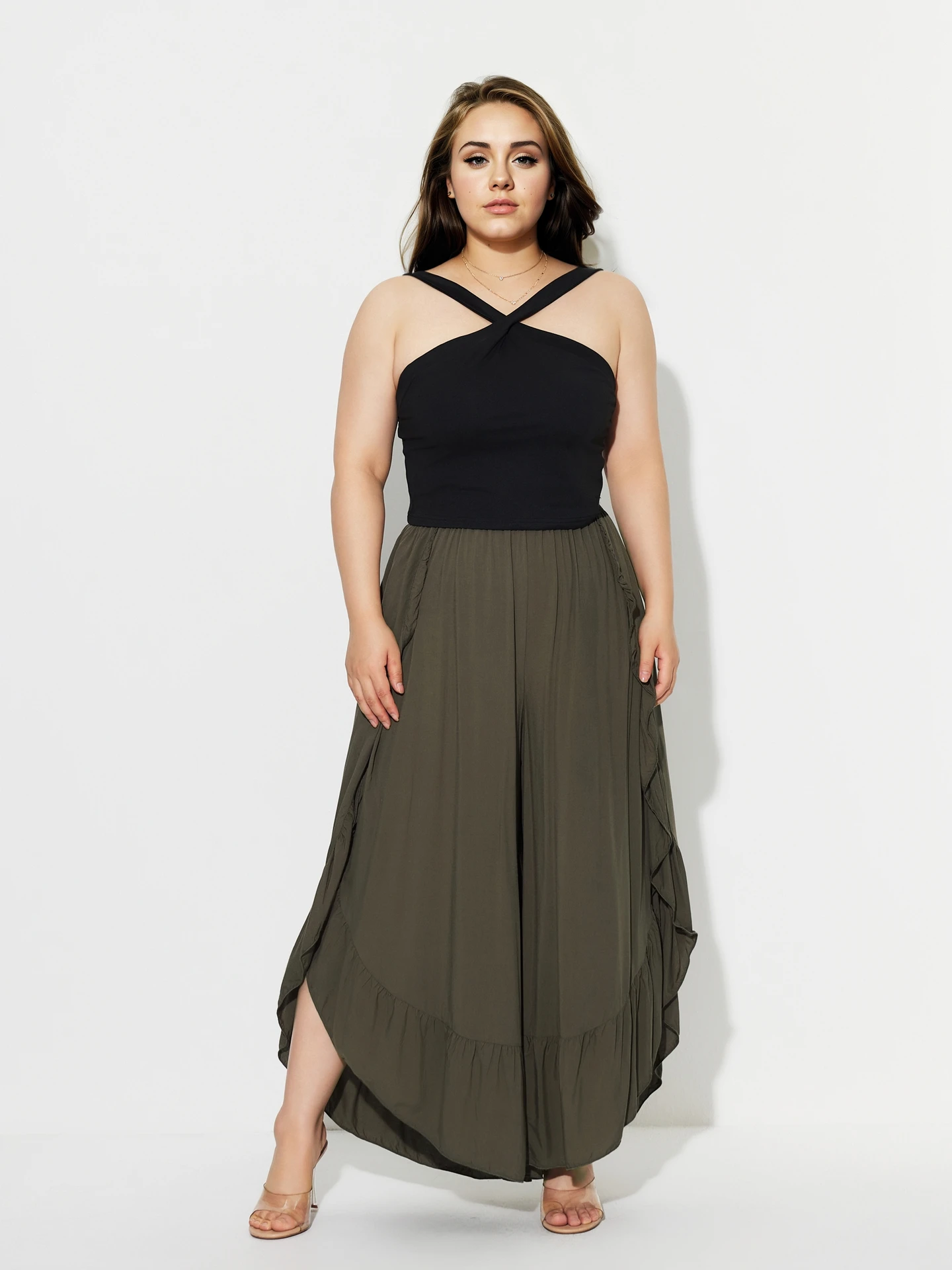 Plus Size Ruffle Wide Leg Pants | Savana | Bestsellers